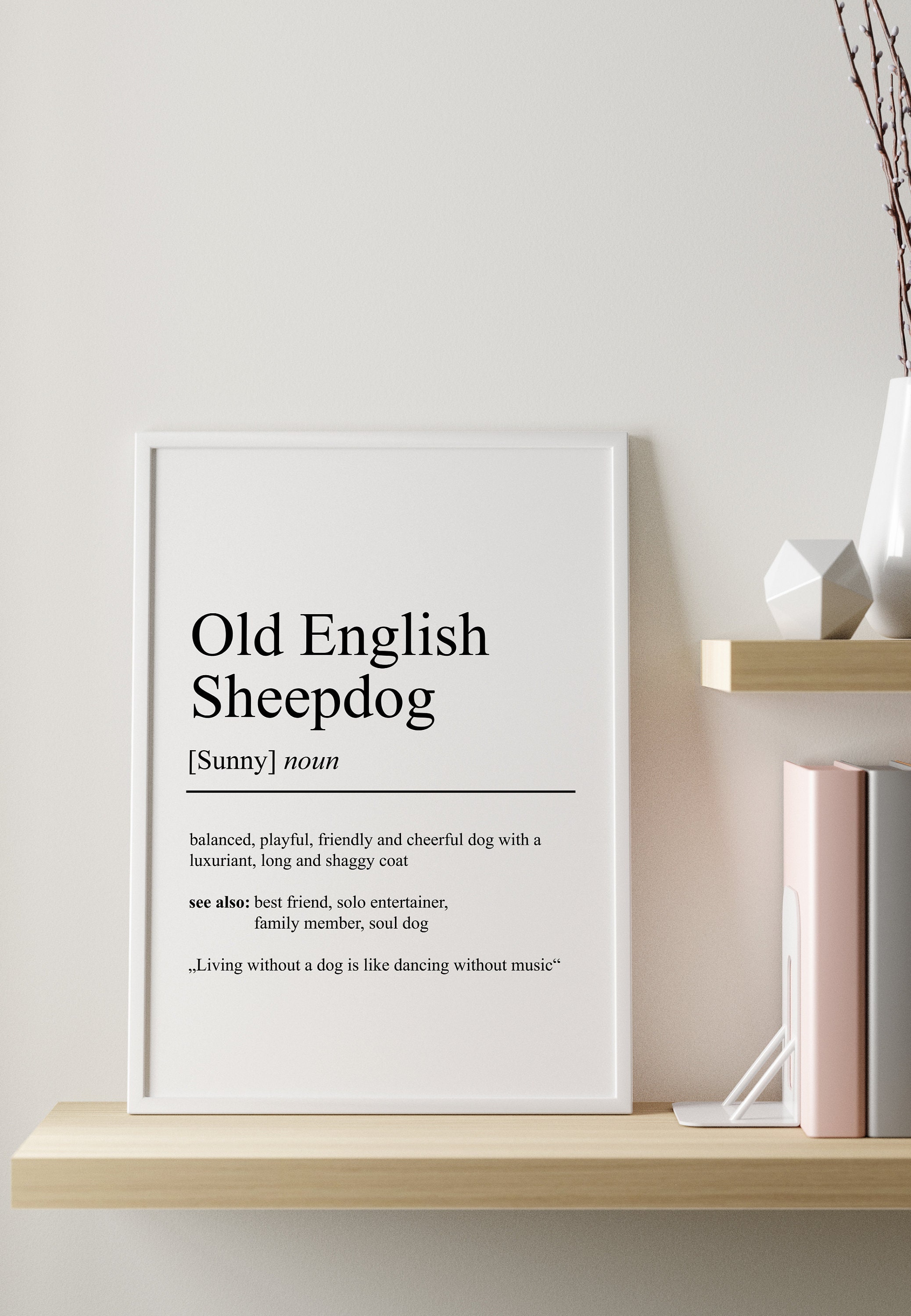 Old English Sheepdog Definition Poster Minimalist Design - Etsy