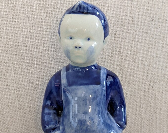 Vintage Porcelain Blue Delft Style Dutch Boy Figurine Hand Painted ...