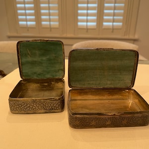 Continental Silver Table Boxes With Malachite Stone Inlaid Top ...