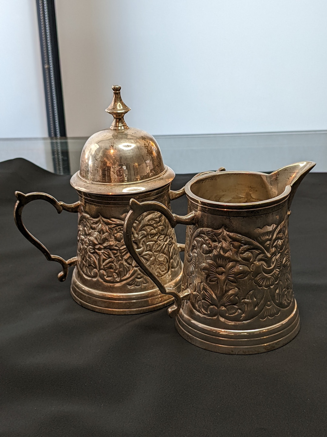 Vintage William Adams Towle Chased Silverplate Cream Pitcher & Sugar ...
