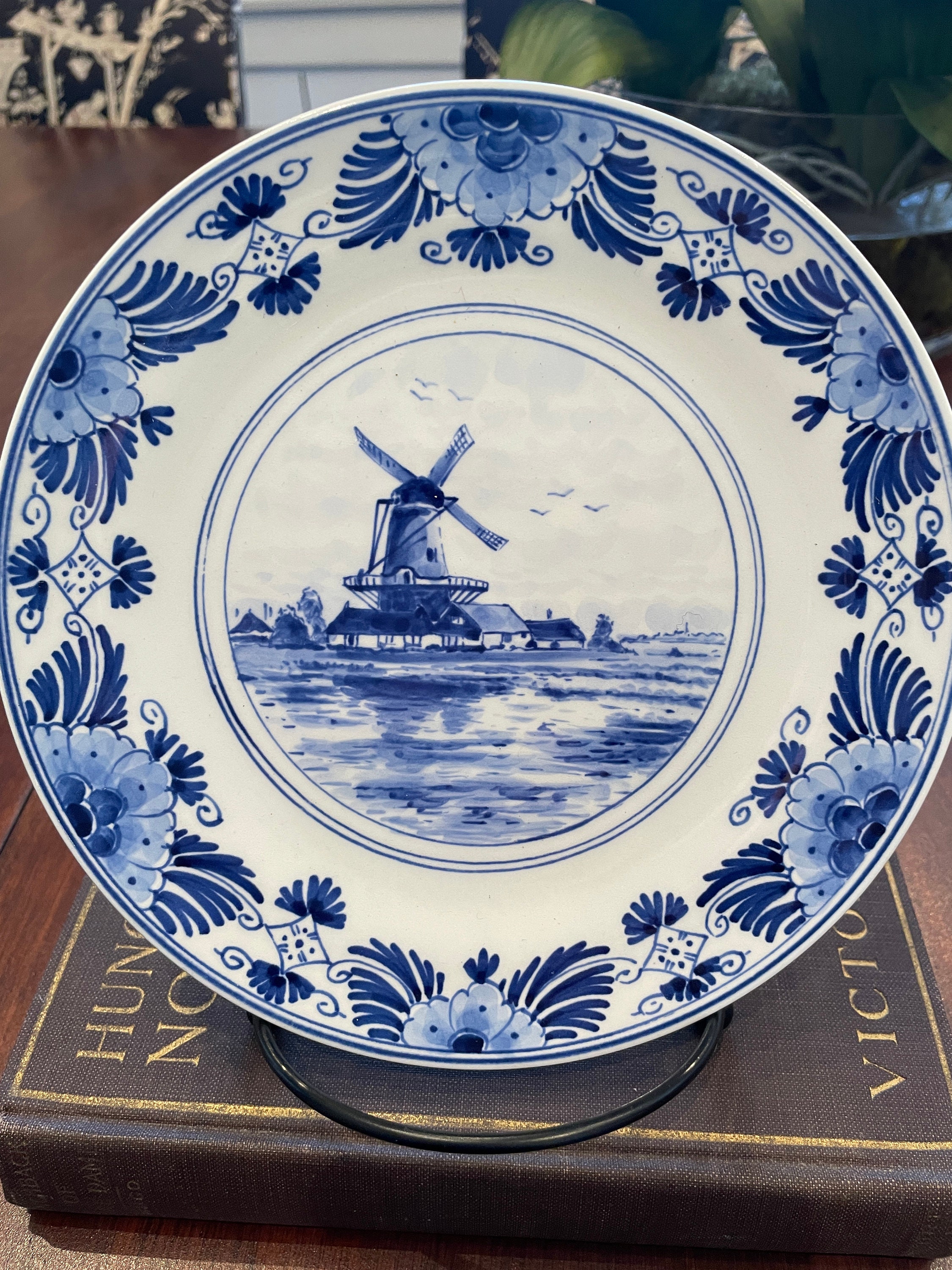 Delft Dutch Blue & White Royal Plate With a Windmill - RARE - Etsy