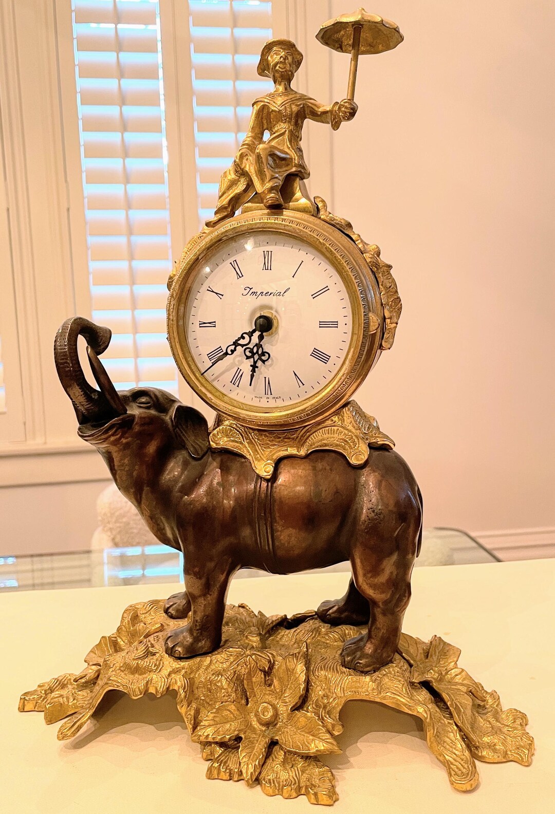 Imperial Italian Brevettato Bronze Metal Elephant Clock - Ornate ...