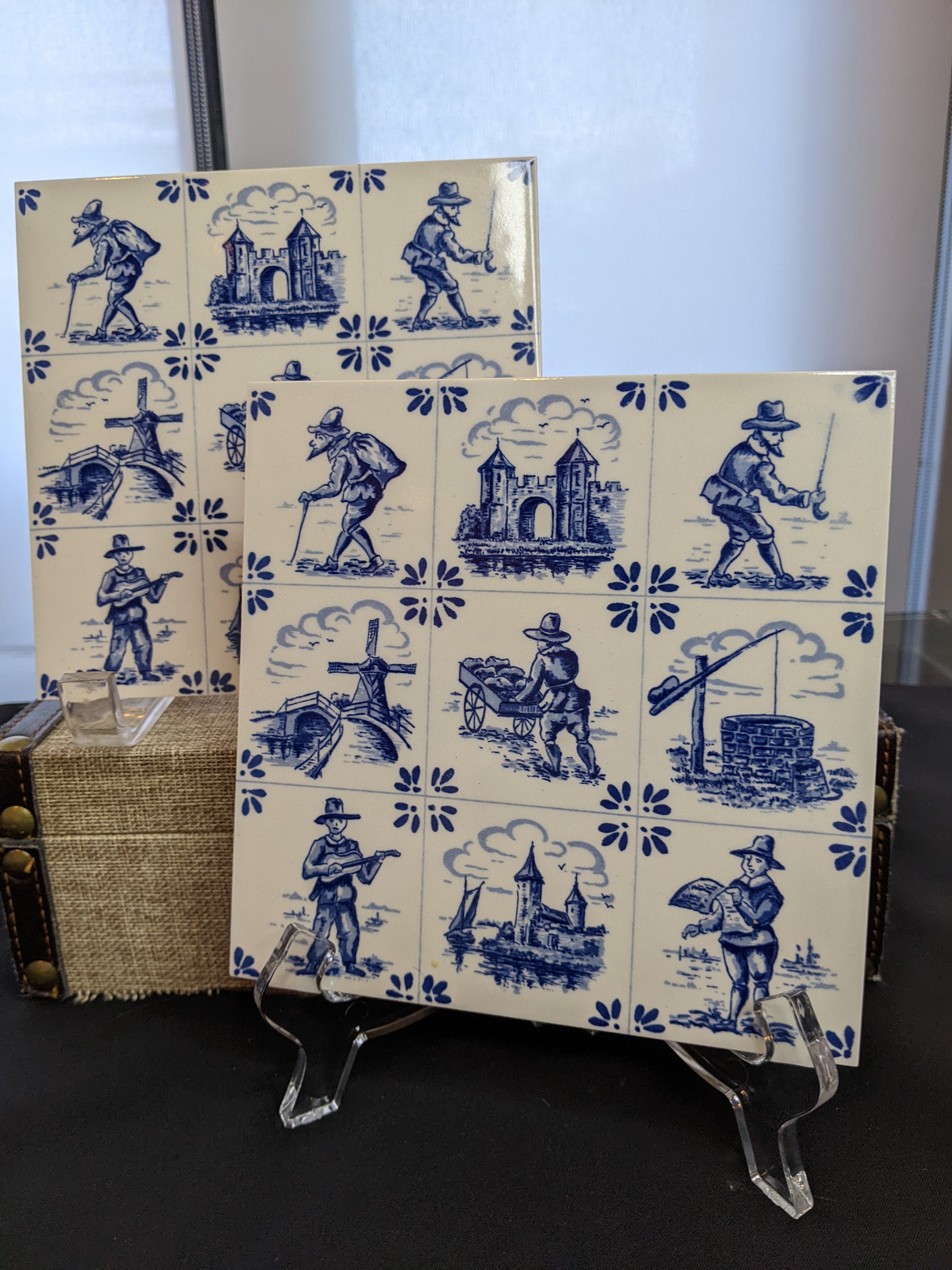 DELFT and Blauw Blue & White Hand Painted Tiles Featuring Iconic Delft ...