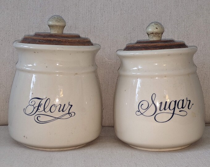 Vintage Pair of Classic French Canisters for Flour & Sugar - Etsy