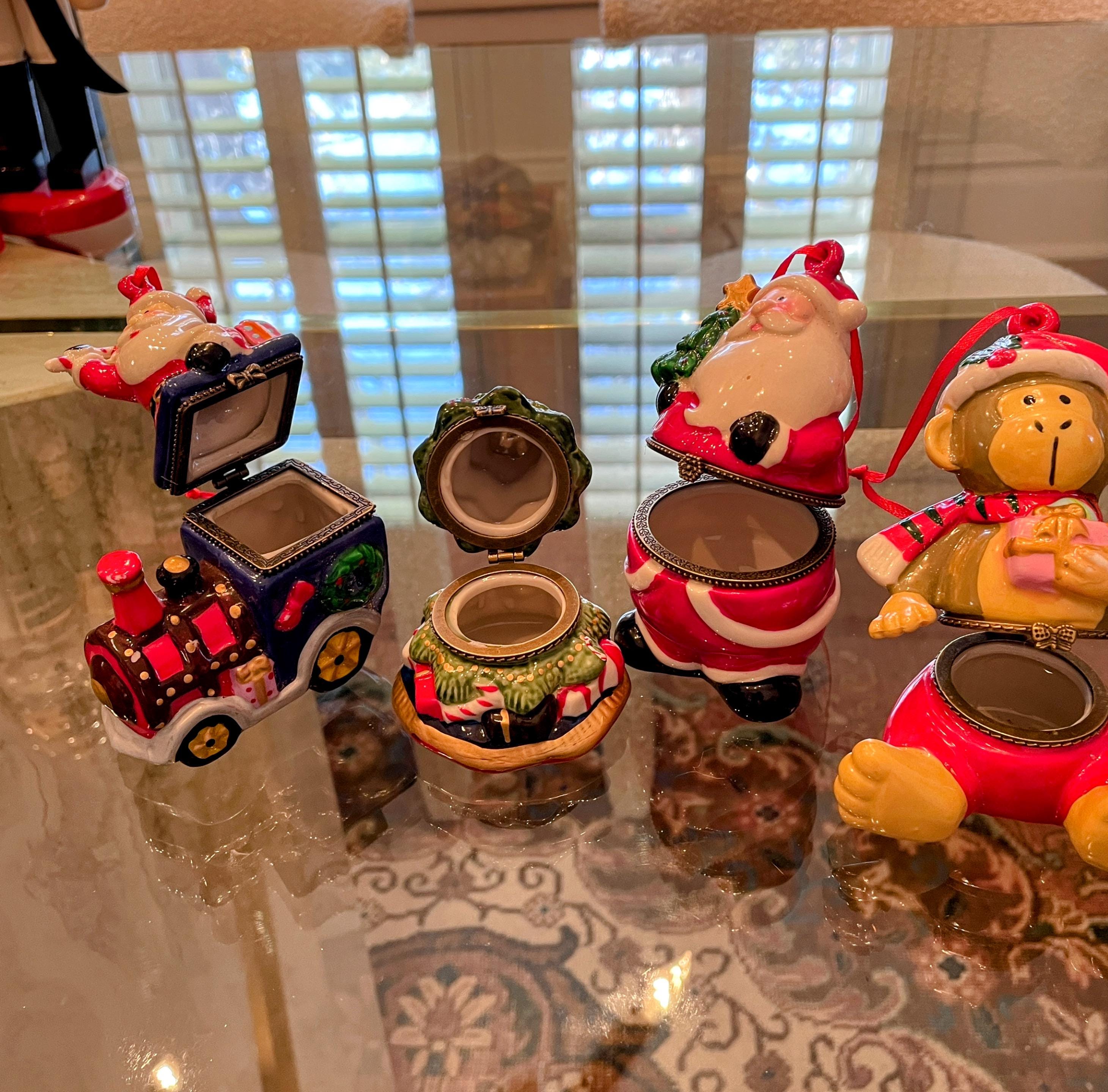 Vintage Hinged Christmas Trinket Boxes Monkey-santa- Christmas Tree - Etsy