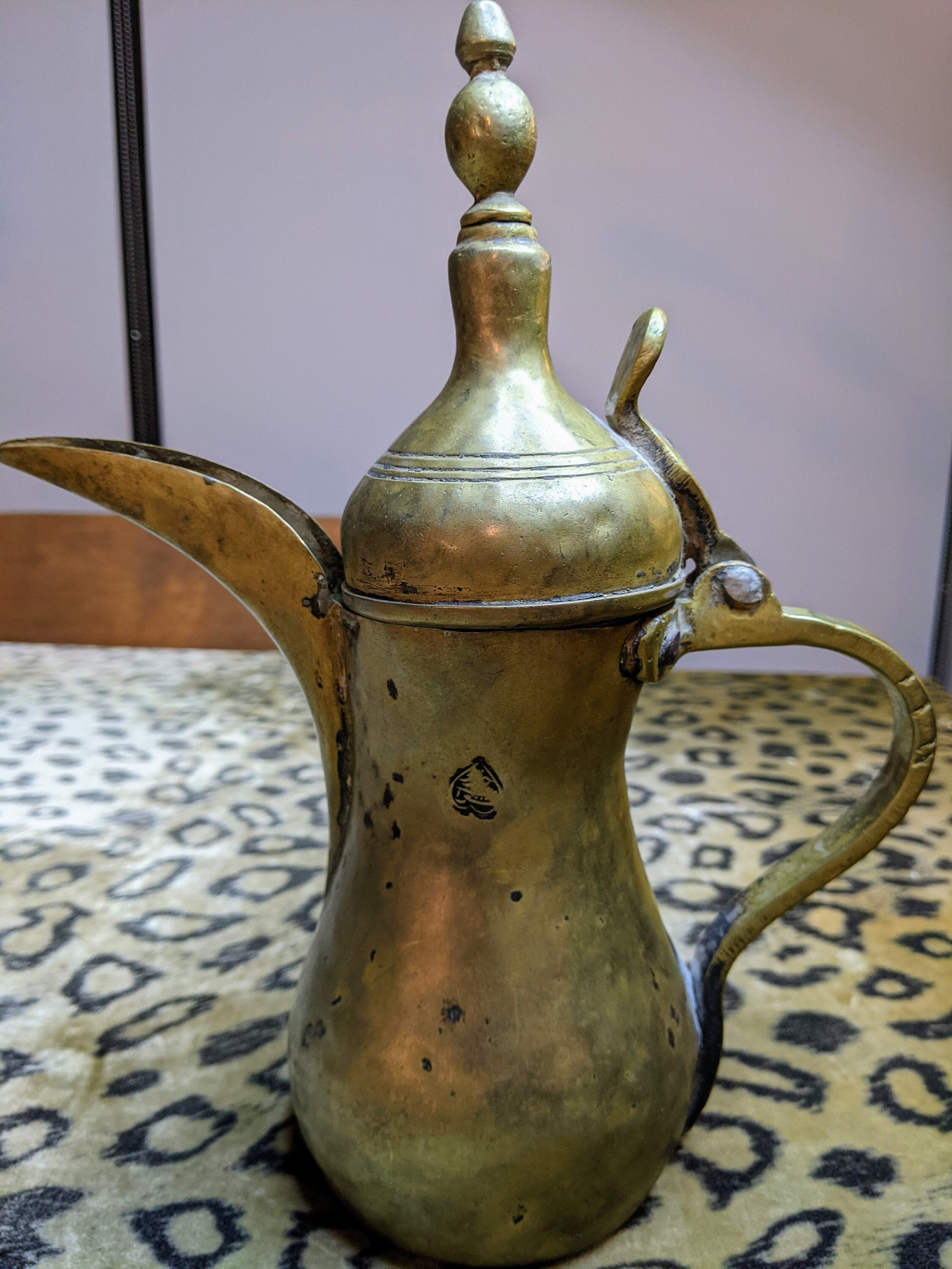 ANTIQUE DALLAH Coffee Tea Pot Brass Copper Turkish Arab Islamic EWER ...