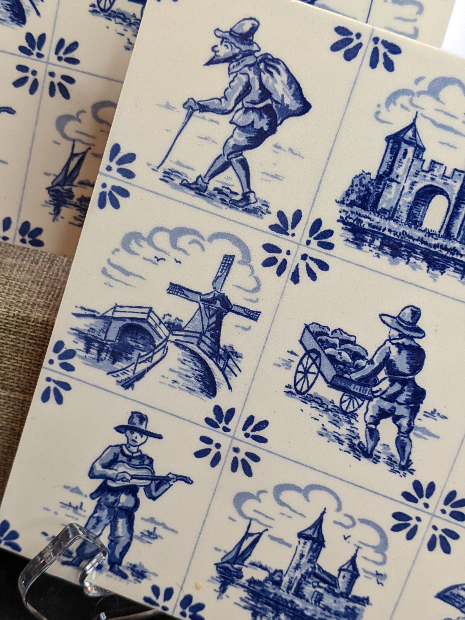 DELFT and Blauw Blue & White Hand Painted Tiles Featuring Iconic Delft ...