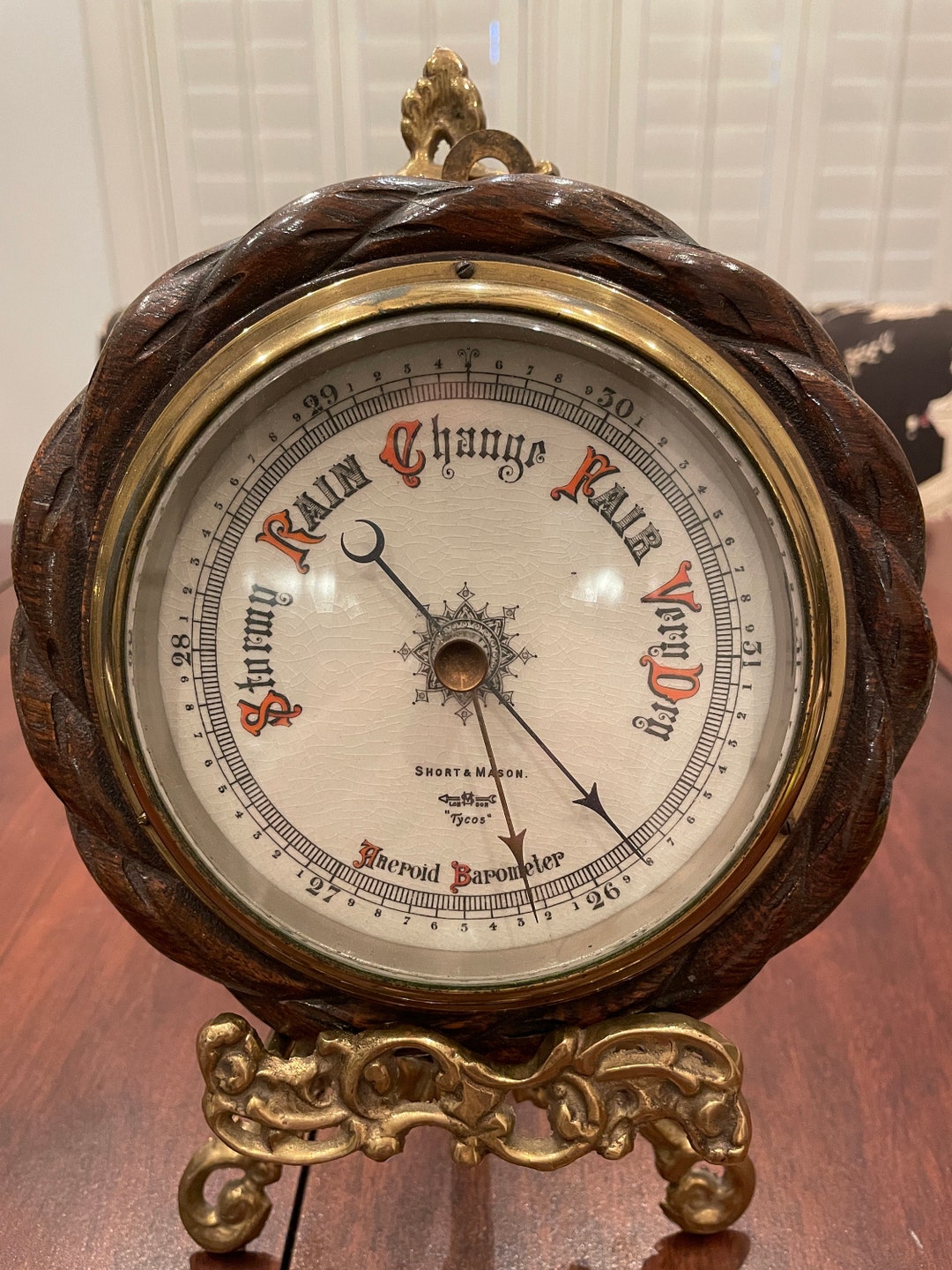 Rope Twist Carved Oak Nautical Barometer Short & Mason "tycos" 1930's ...