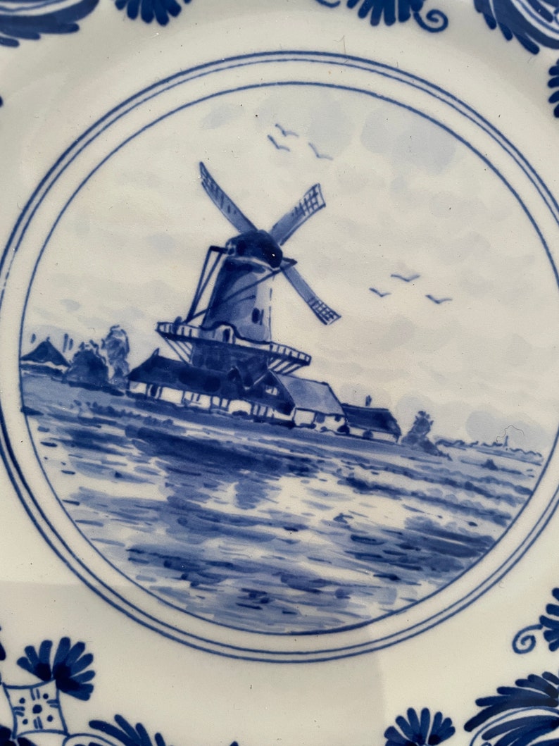 Delft Dutch Blue & White Royal Plate With a Windmill - RARE - Etsy