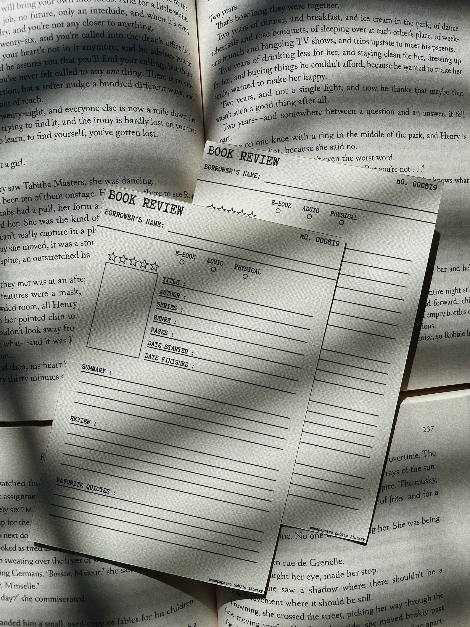 Book Review Library Card Tracker - Etsy