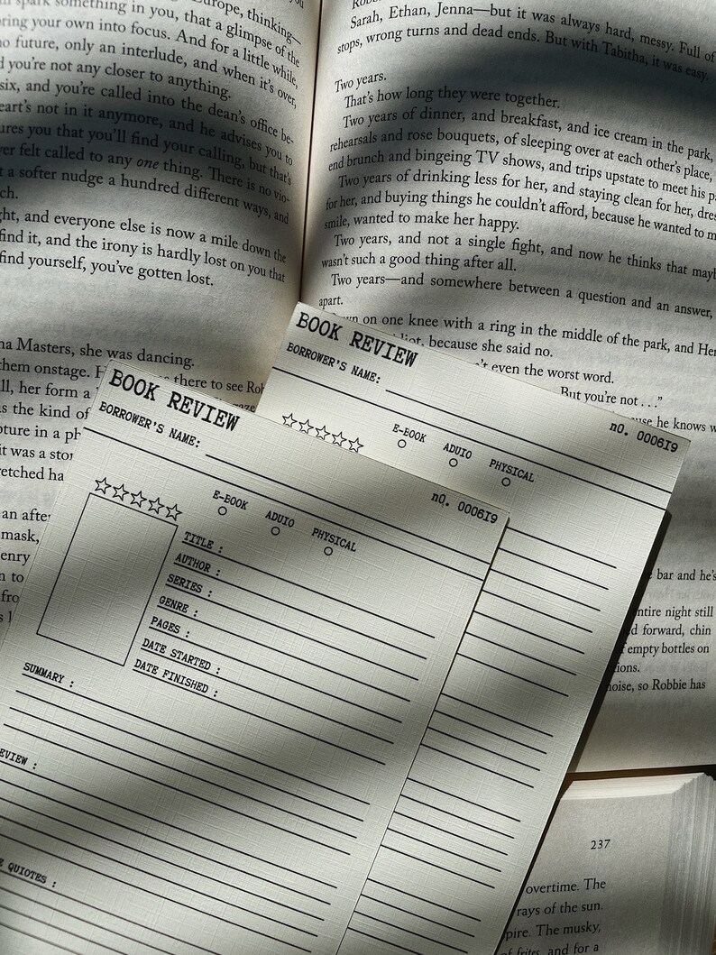Book Review Library Card Tracker - Etsy
