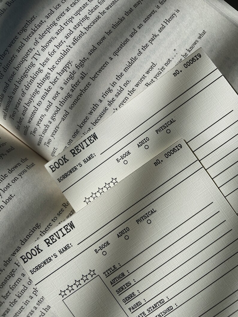 Book Review Library Card Tracker - Etsy