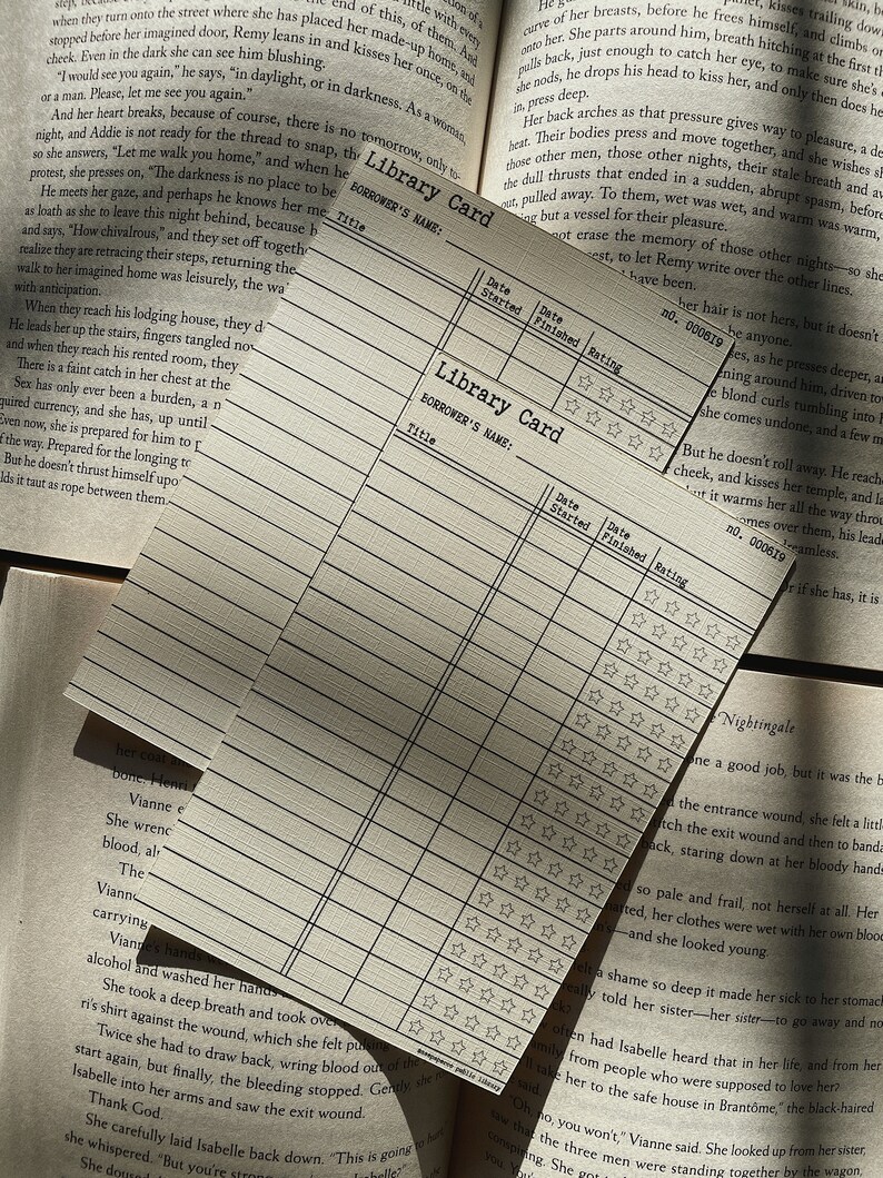 Undated Star Rating Library Card Tracker - Etsy