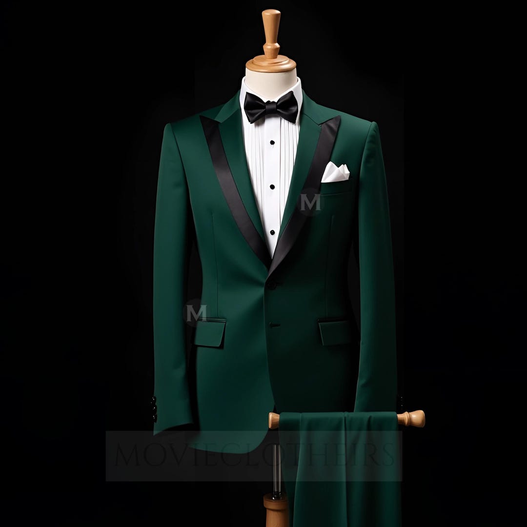 Emerald Green Tuxedo for Men | Peak Lapel Slim Fit Blazer Set | Formal ...