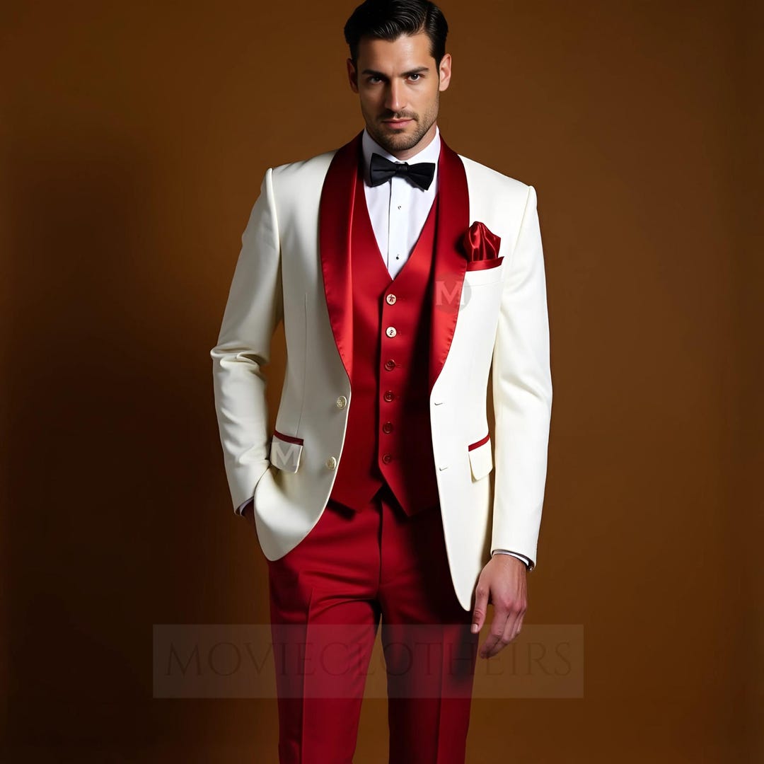 Bold White & Red Tuxedo | Contrast Waistcoat and Pants | Modern Blazer ...