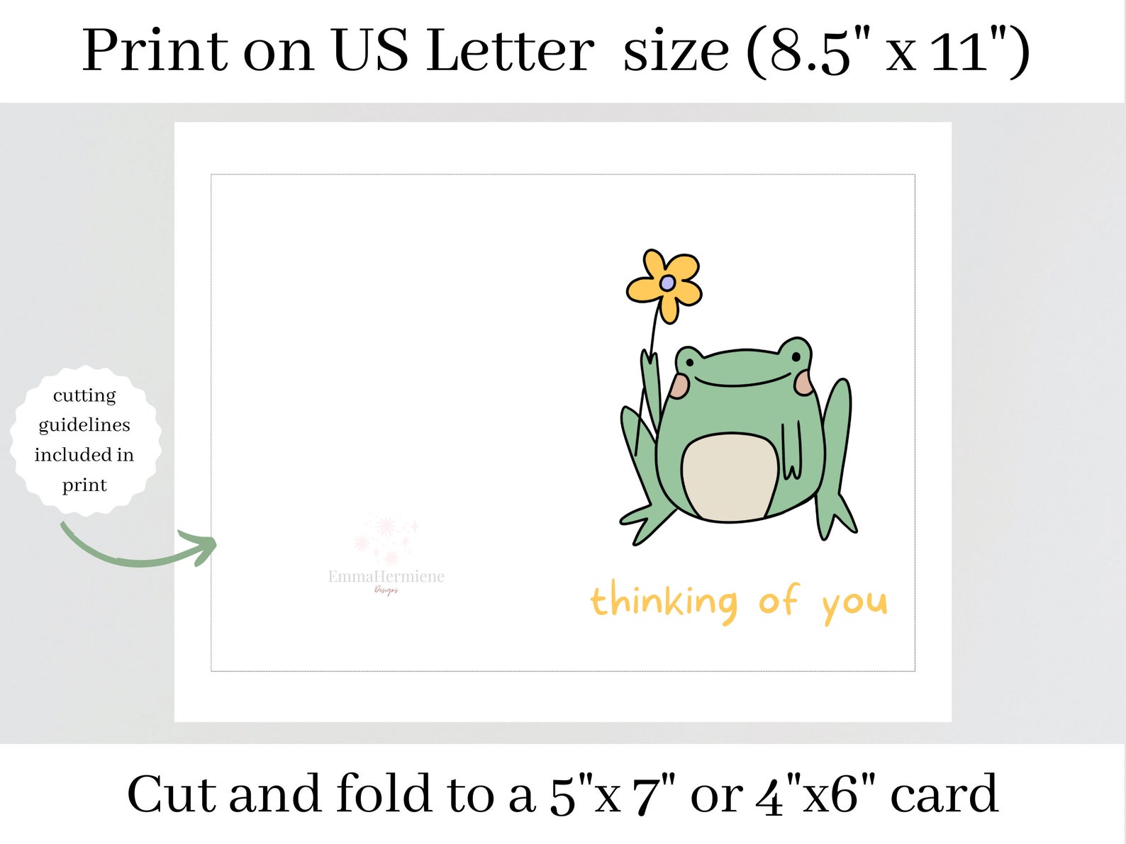 Thinking of You Frog Card Instant Digital Download, Printable Greeting ...