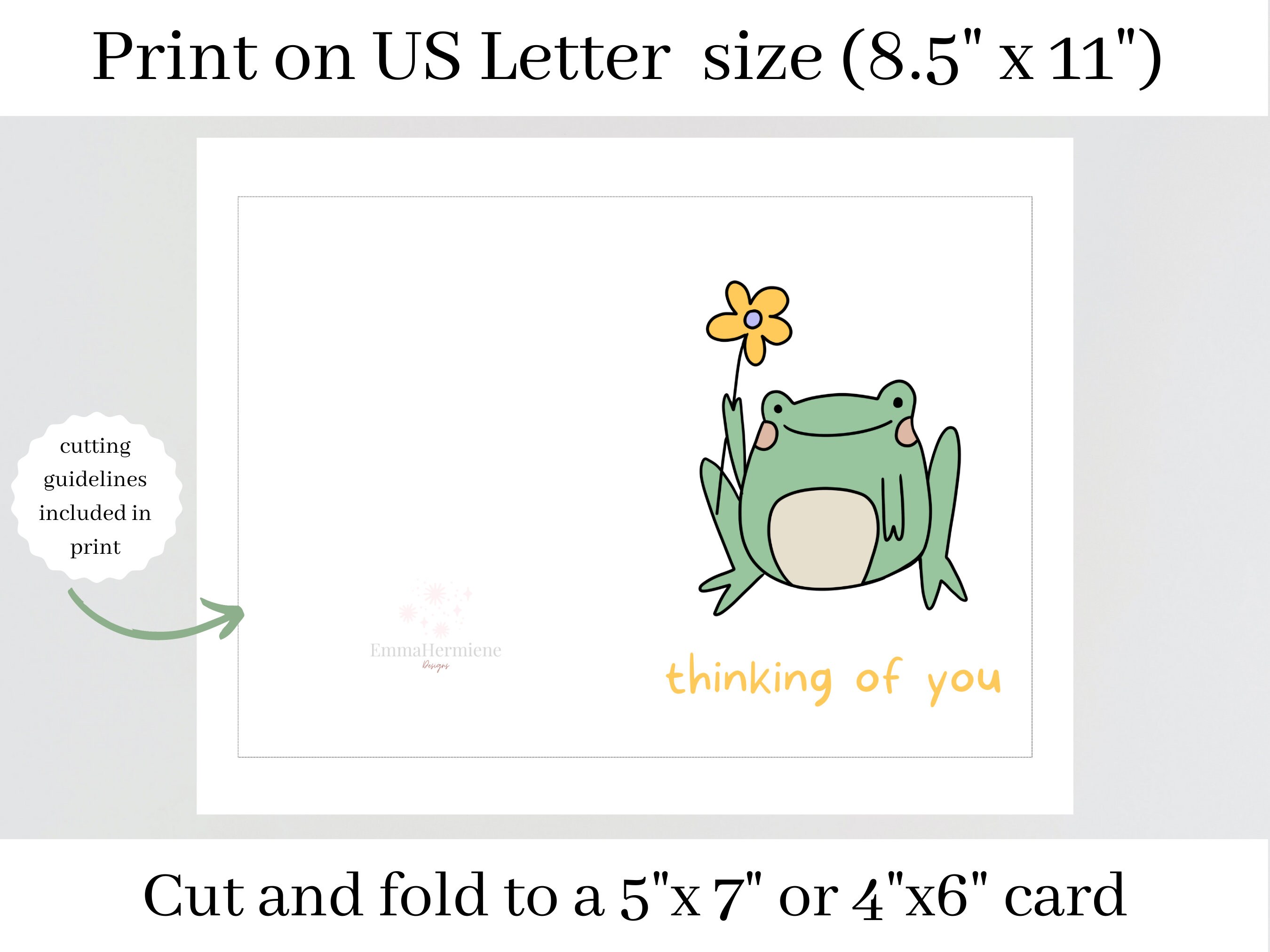 Thinking of You Frog Card Instant Digital Download, Printable Greeting ...