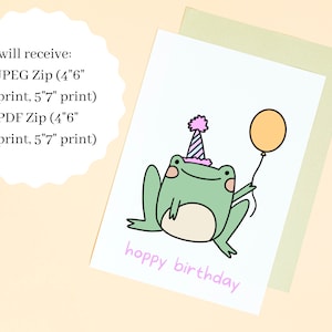 Printable Frog Birthday Card | Digital Download, Funny Cute Animal ...