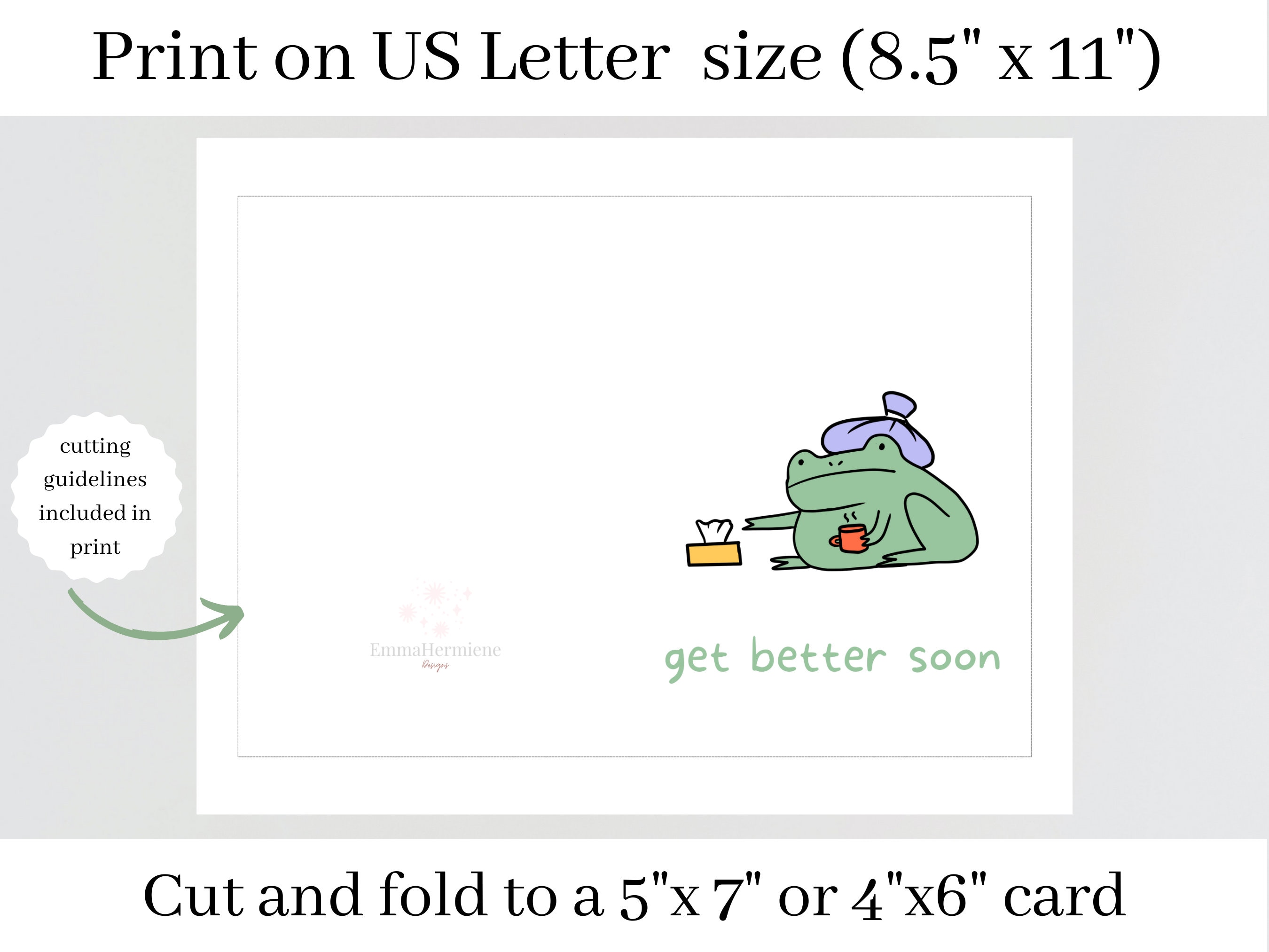 Get Better Soon Frog Card Instant Digital Download, Printable Greeting ...