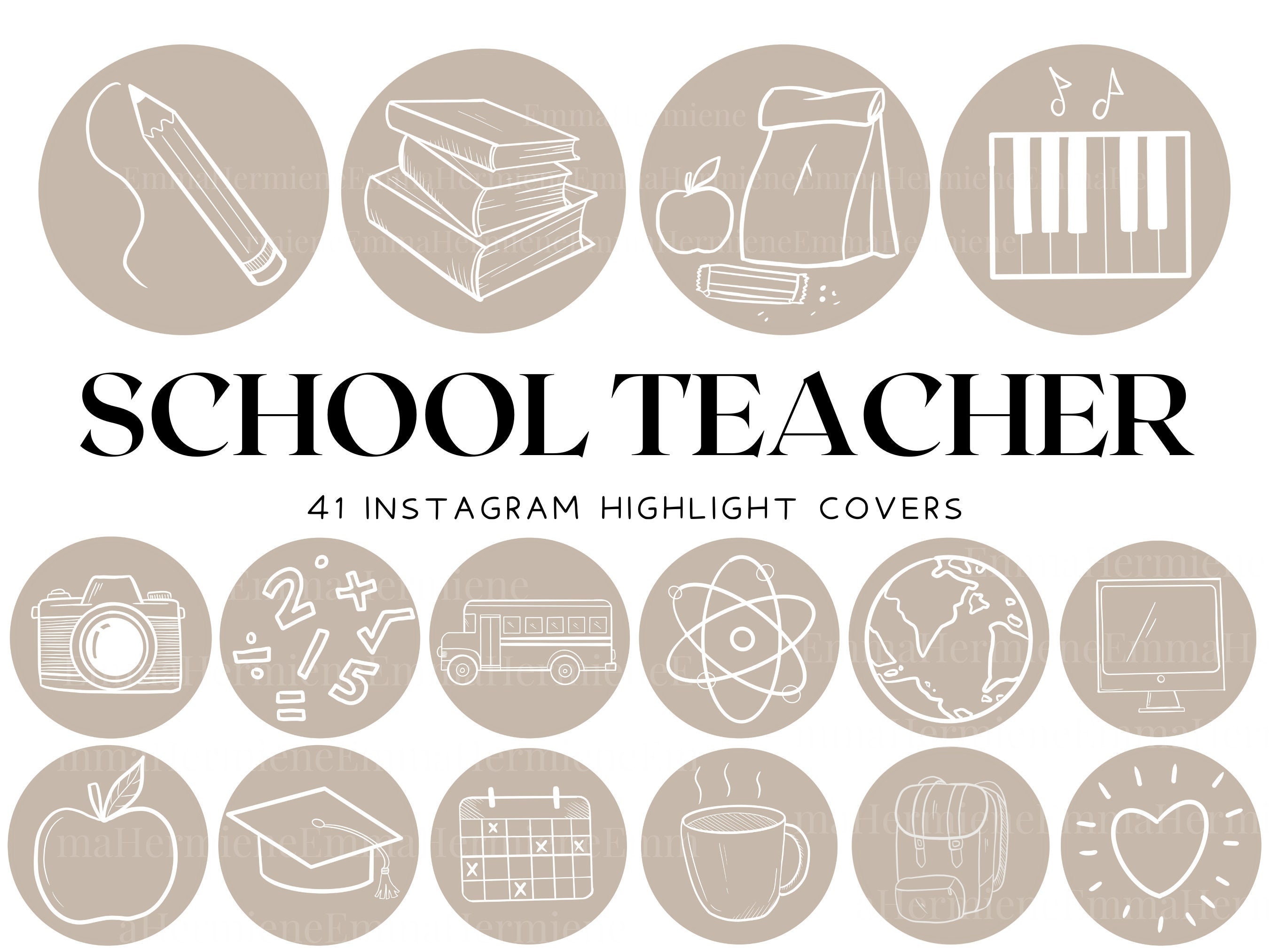 School Teacher Instagram Highlight Covers 41 Neutral Simple Minimalist ...