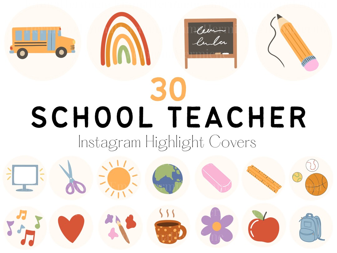 School Teacher Instagram Highlight Covers | 30 Simple Colourful Boho ...