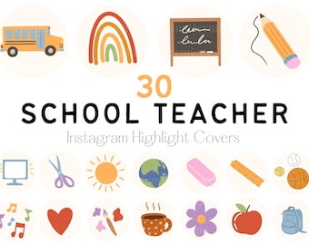 Watercolour School Teacher Instagram Highlight Covers 41 Happy Simple ...