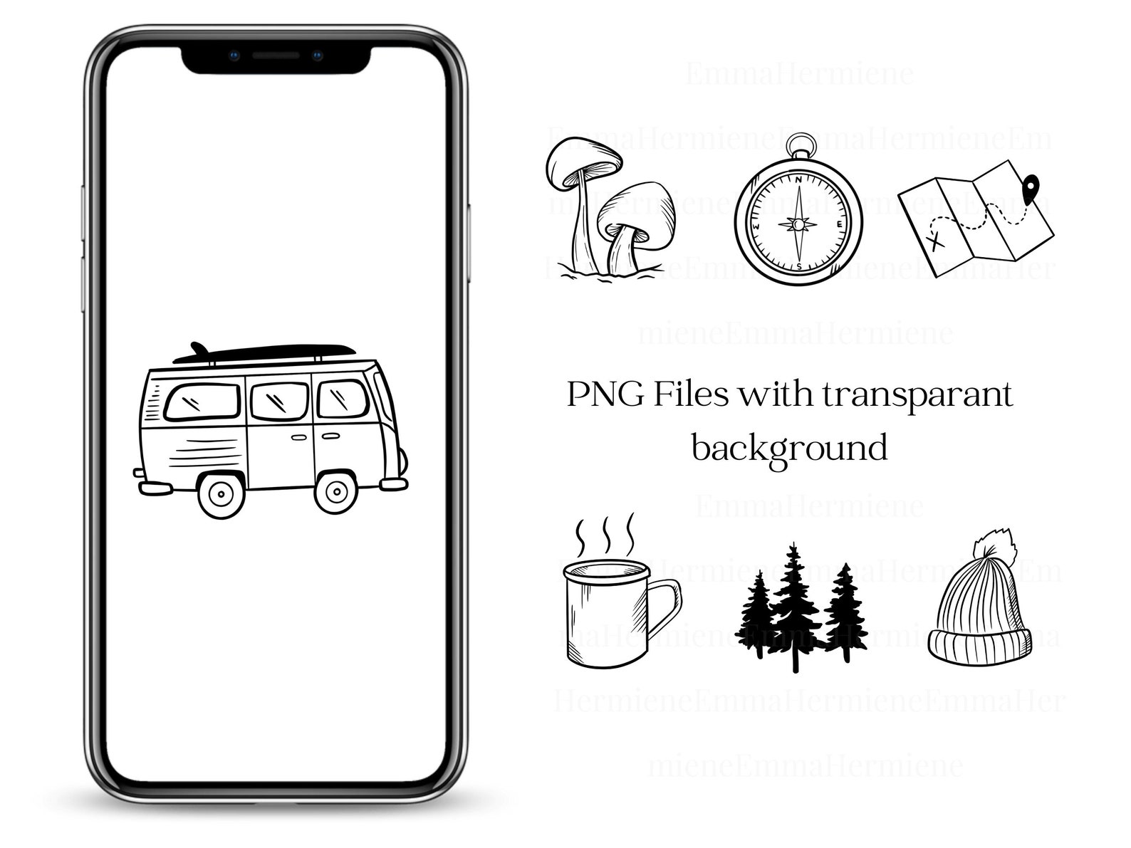 Outdoor Adventure Icon Pack High-quality Hand-drawn - Etsy