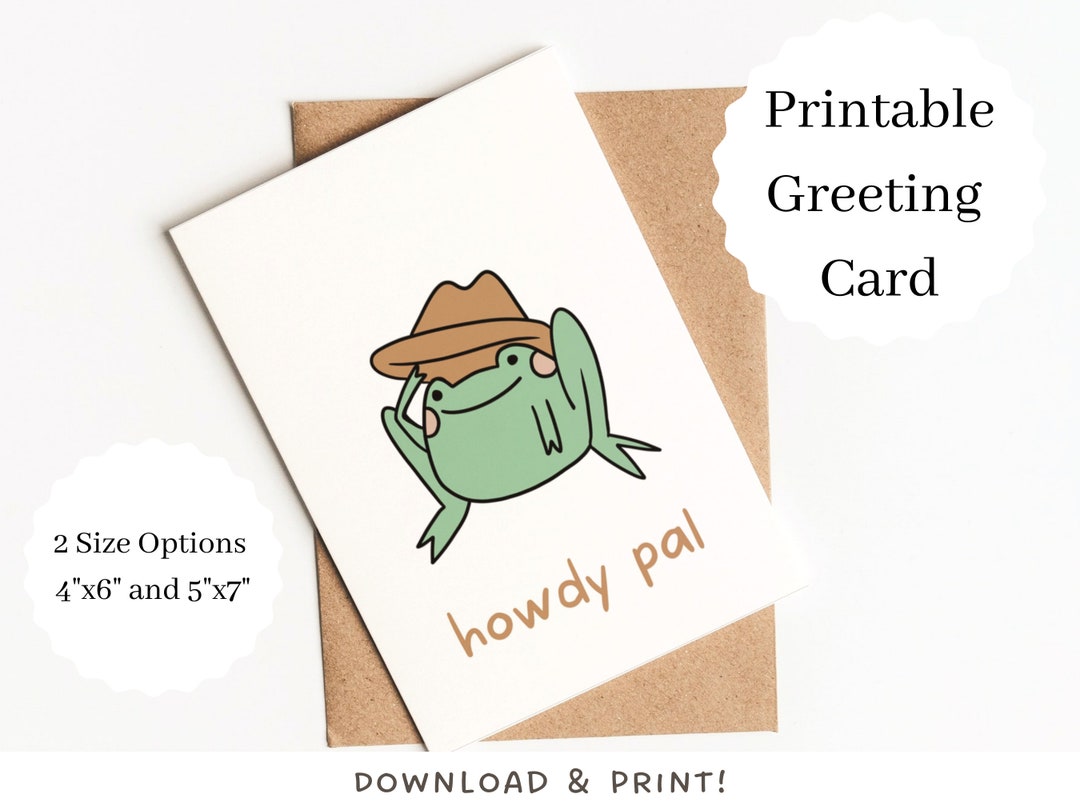 Funny Cowboy Frog Card | Digital Download, Cute Animal Greeting Card ...