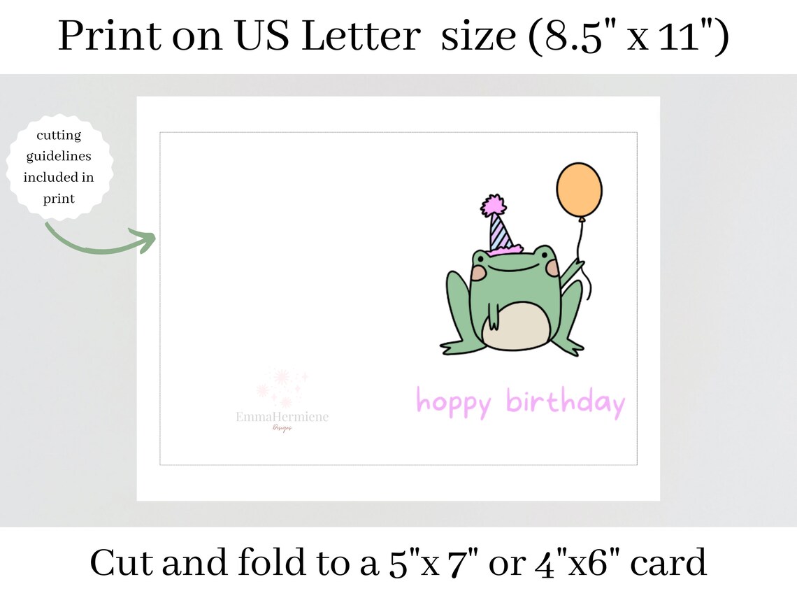 Printable Frog Birthday Card Instant Digital Download, Funny Cute ...