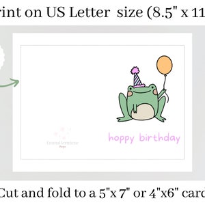 Printable Frog Birthday Card | Digital Download, Funny Cute Animal ...