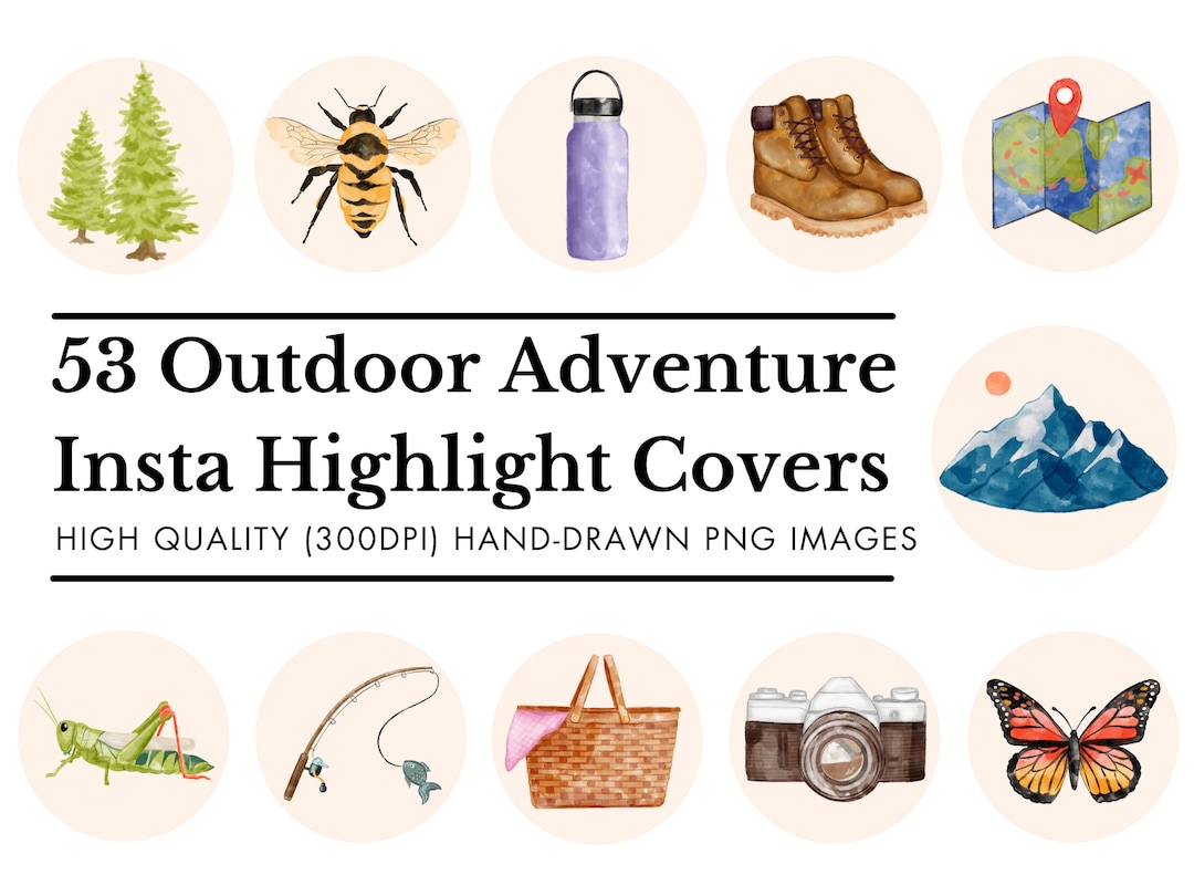 Outdoor Adventure Instagram Highlight Covers | 53 Watercolour Icons ...