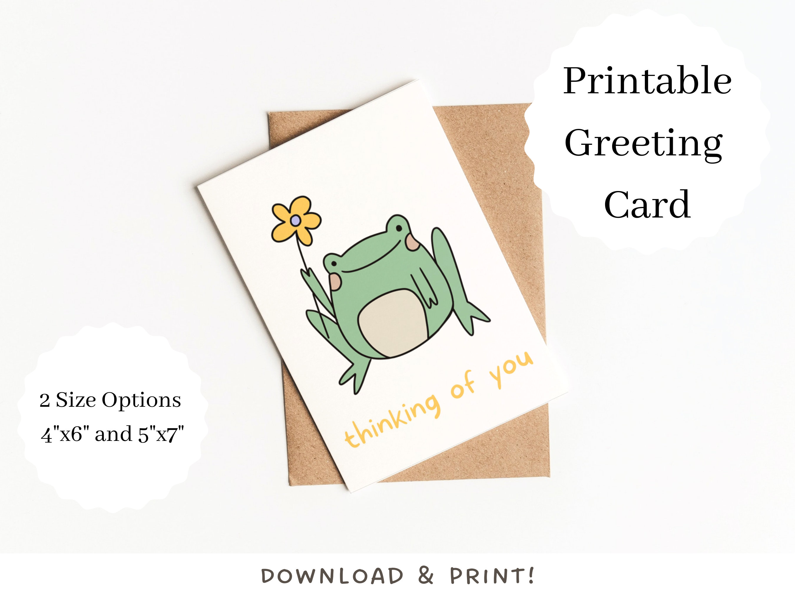 Thinking of You Frog Card Instant Digital Download, Printable Greeting ...