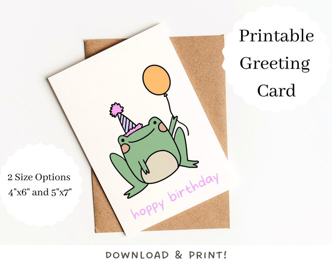 Frog Birthday Card Hoppy Birthday Greeting Card Hope It's Unfrogettable Toad Birthday Card - Etsy