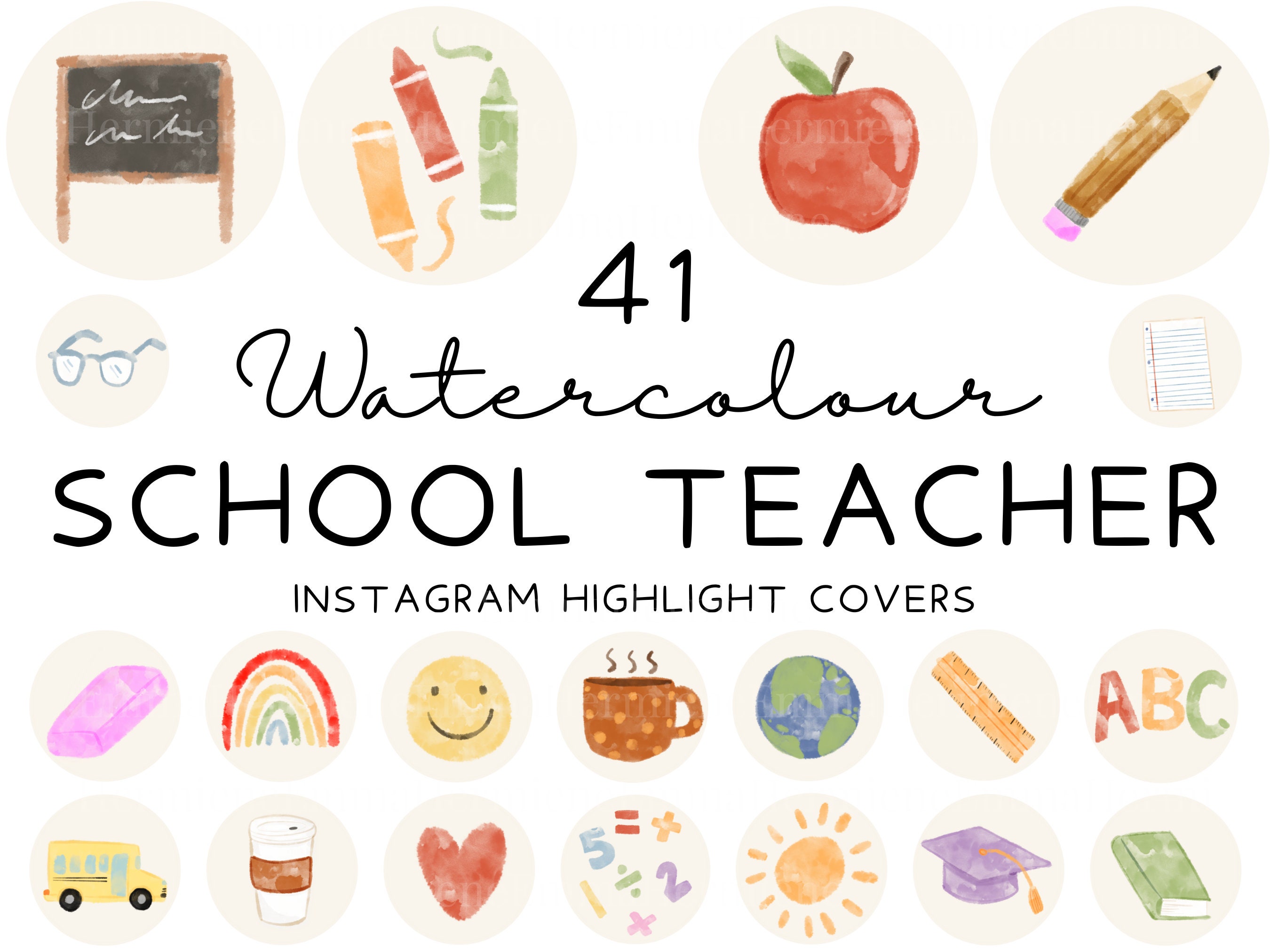 Watercolour School Teacher Instagram Highlight Covers | 41 Happy Simple ...