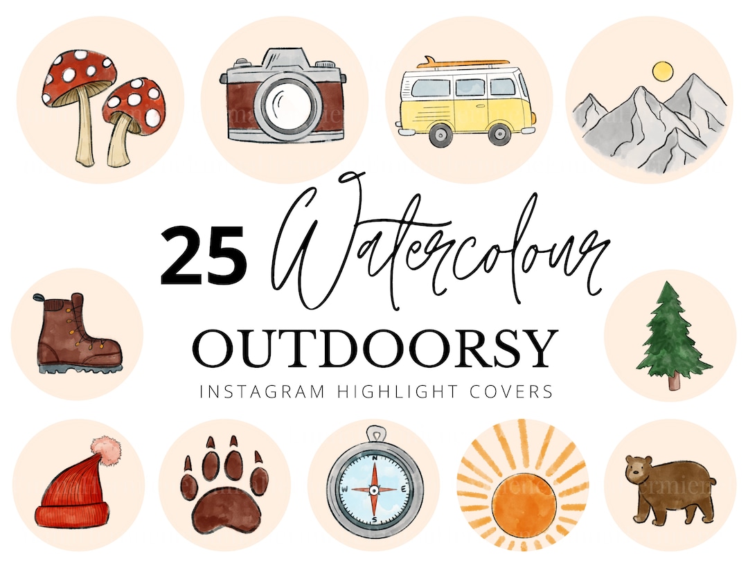 Watercolour Outdoor Instagram Highlight Covers | Minimalist Aesthetic ...
