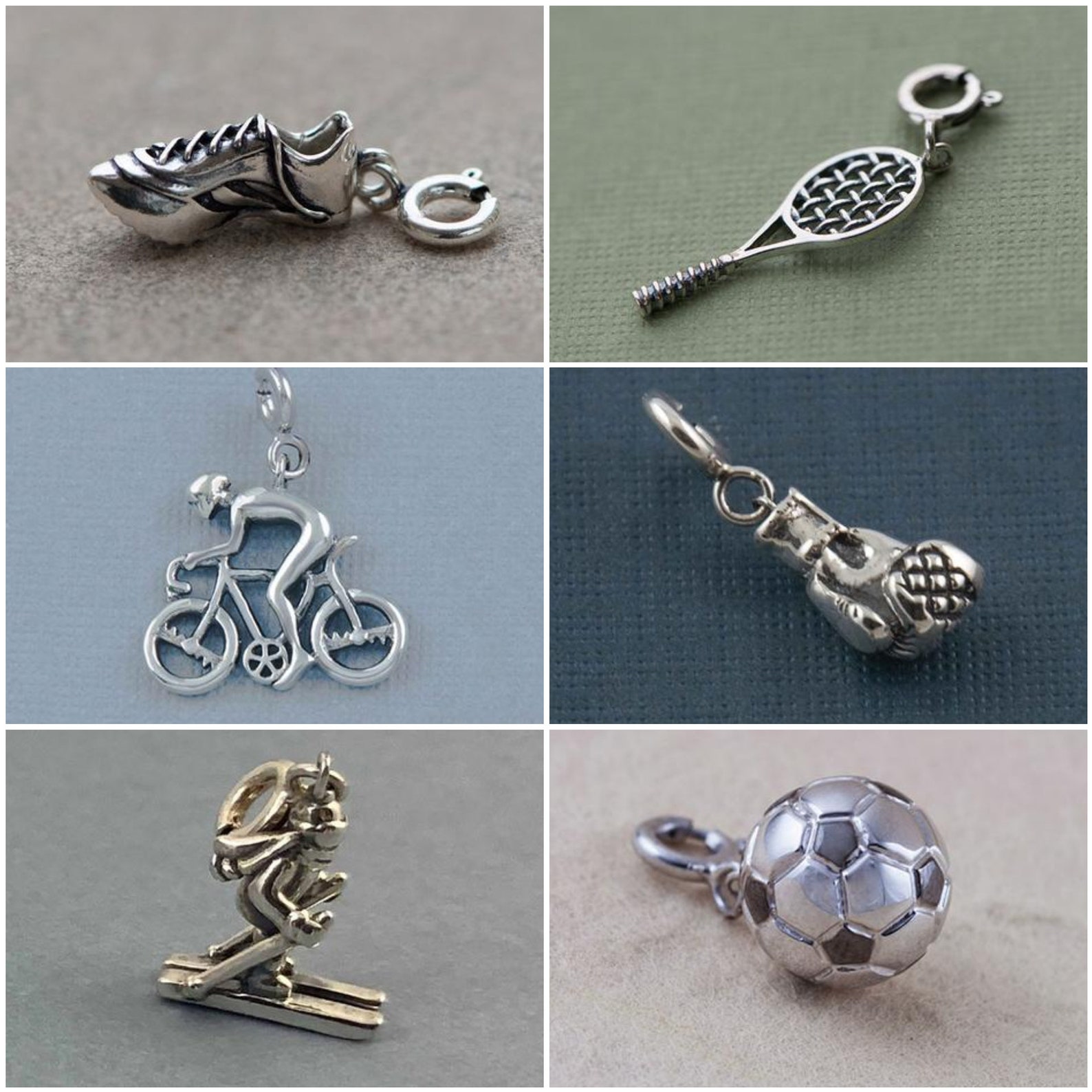 Silver Super Cool Sport Charms for Chain Bracelet Keychain Anklet ...