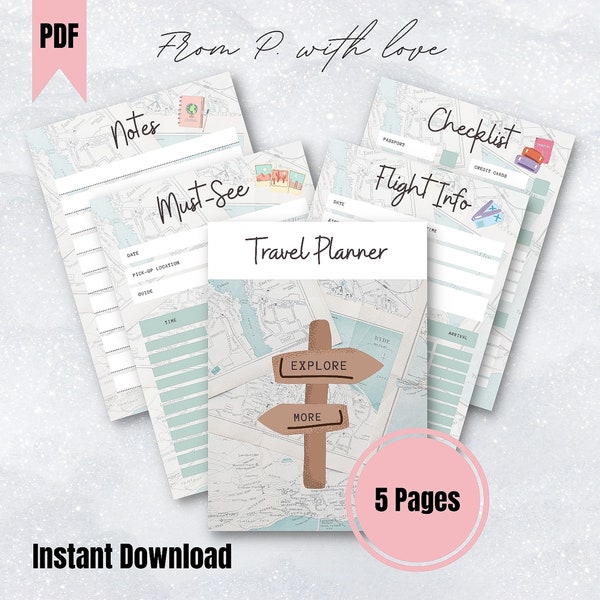 Travel Planner Printable Instant Download A4 A5 US Letter - Etsy Canada