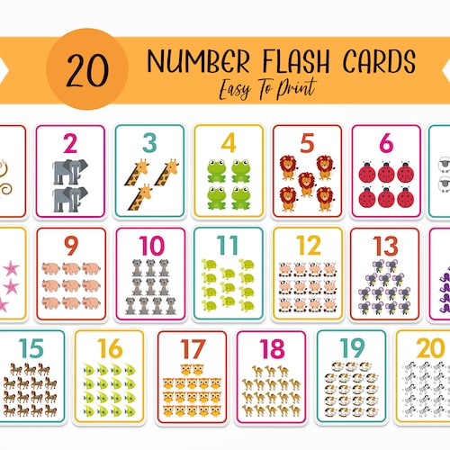 Numbers Flash Cards Preschool Counting Flash Cards Count and - Etsy