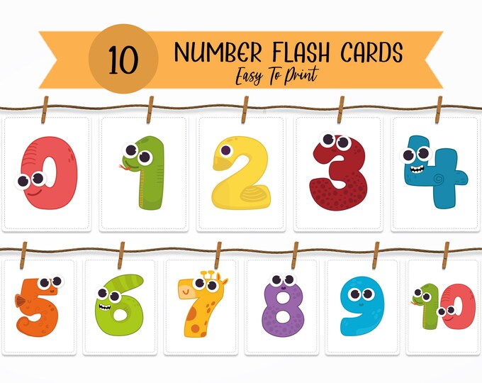 Numbers Flash Cards, Preschool Counting Flash Cards, Count and Clip ...