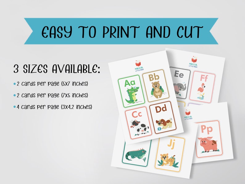 26 Printable Animal Alphabet Flash Cards, Classroom Decor, Toddlers ...