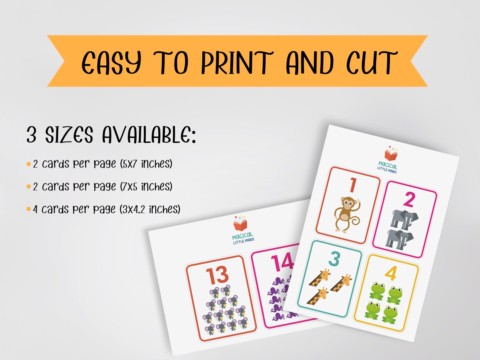 Numbers Flash Cards, Preschool Counting Flash Cards, Count and Clip ...