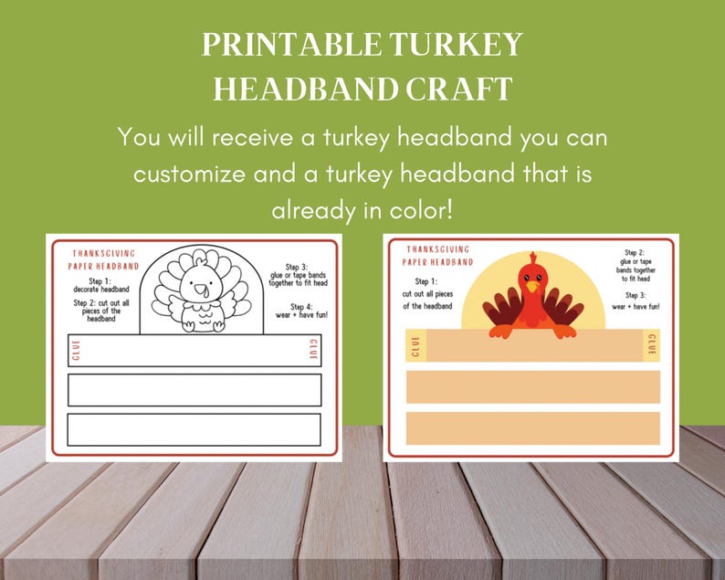 Printable Turkey Headband Craft, Paper Crown, Turkey Hat, Thanksgiving ...