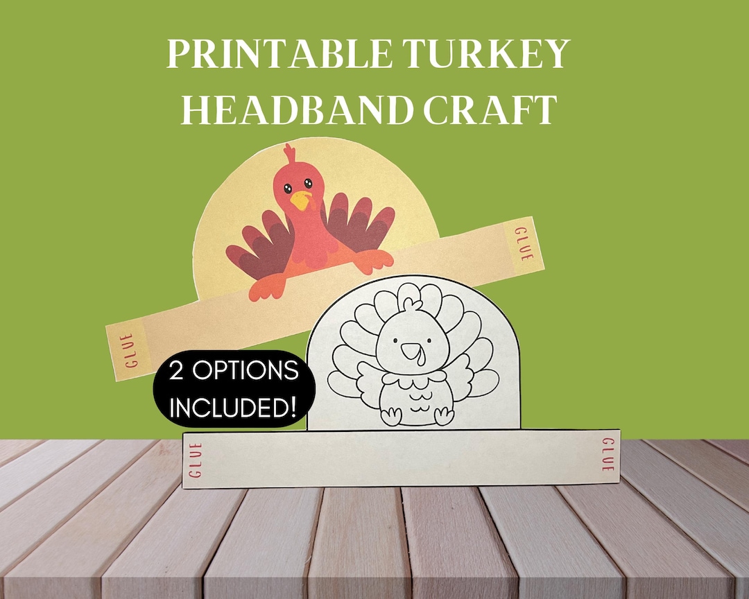 Printable Turkey Headband Craft, Paper Crown, Turkey Hat, Thanksgiving ...