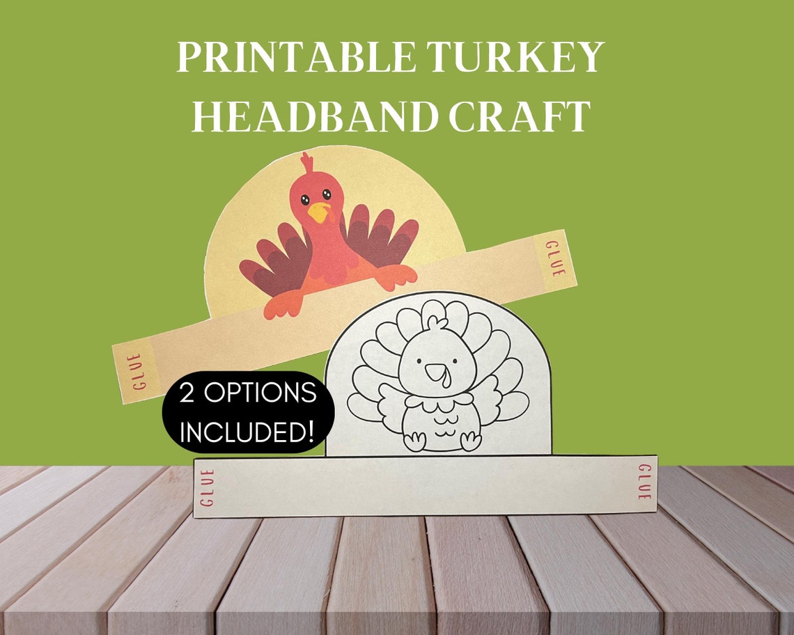 Printable Turkey Headband Craft, Paper Crown, Turkey Hat, Thanksgiving ...