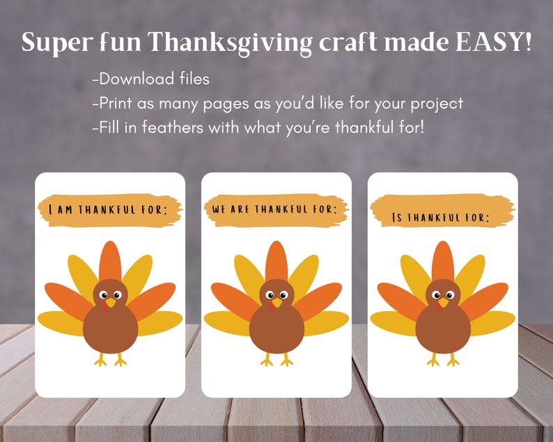 Printable Gratitude Turkey Kids Craft November Thanksgiving Craft Idea ...