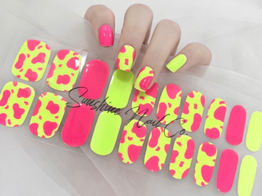 Neon Cow Print Gel Nail Polish Strips - No UV Light - Etsy