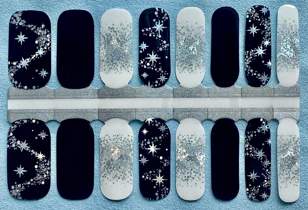 Galaxy Glitter Nail Strips: Semi-transparent Nail Polish Stickers - Etsy