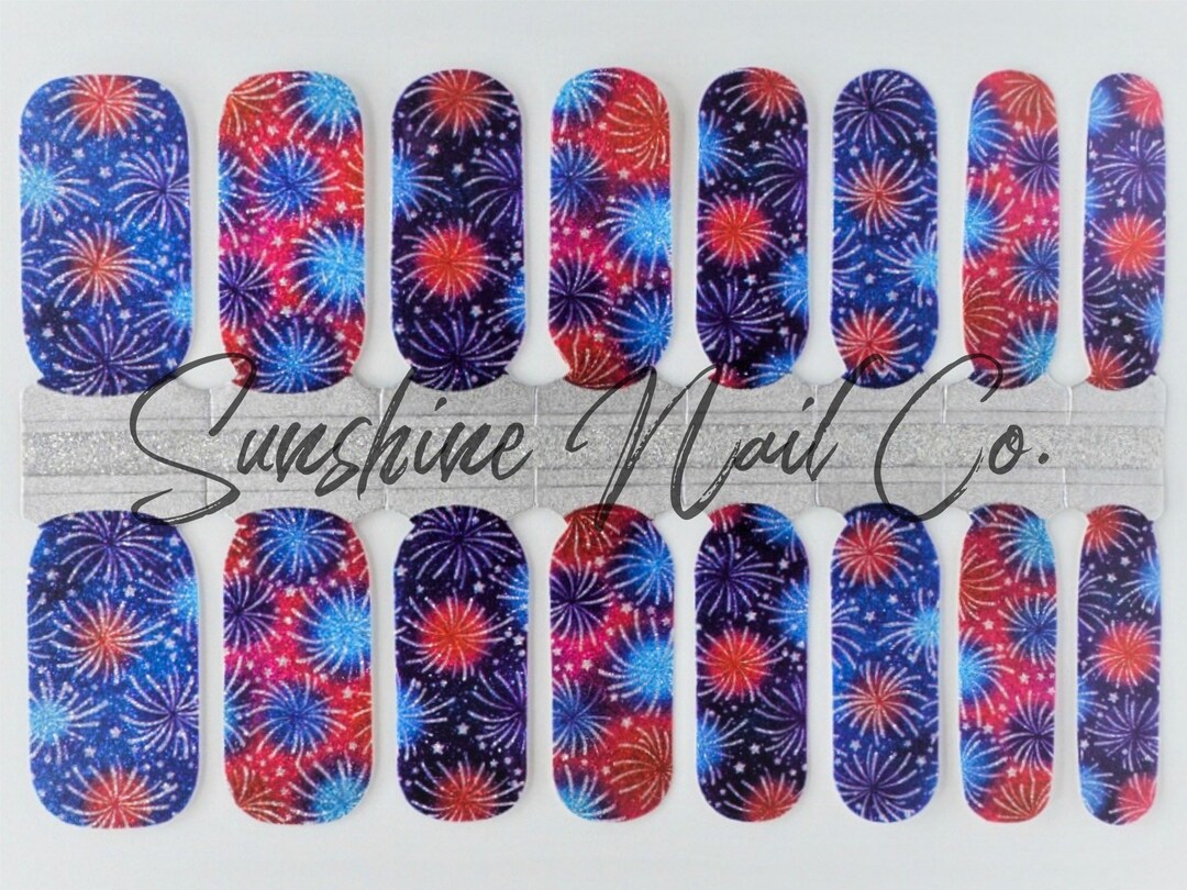 Glitter Firework Patriotic 4th of July Nail Wraps, 100% Nail Polish ...