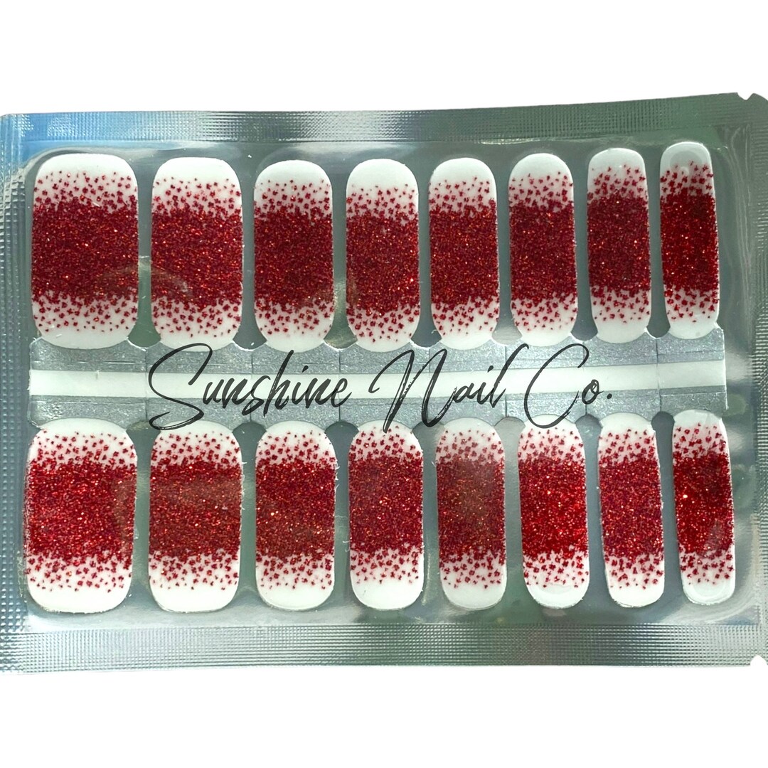 Red Glitter Fade Nail Polish Wraps: 100% Nail Stickers - Etsy