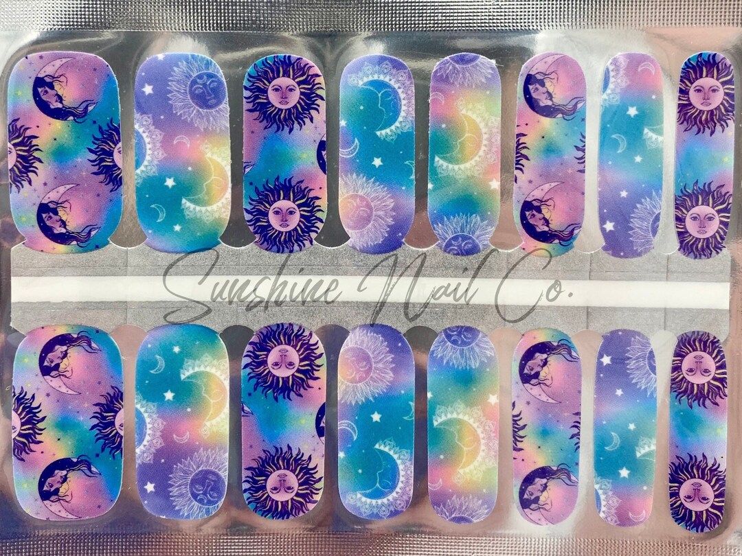 Sun & Moon Tye Dye Celestial Nail Wraps, 100% Nail Polish Stickers, Non ...